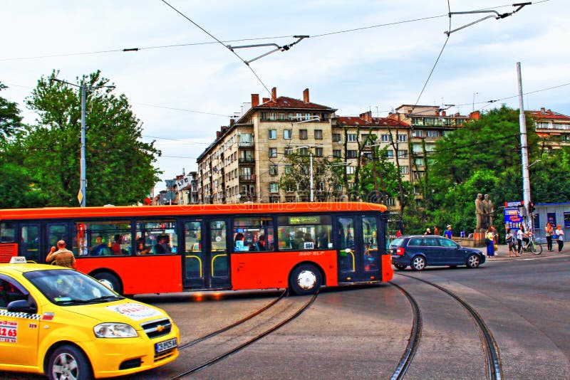Street Traffic Sofia Bulgaria Editorial Stock Image - Image of taxicab ...
