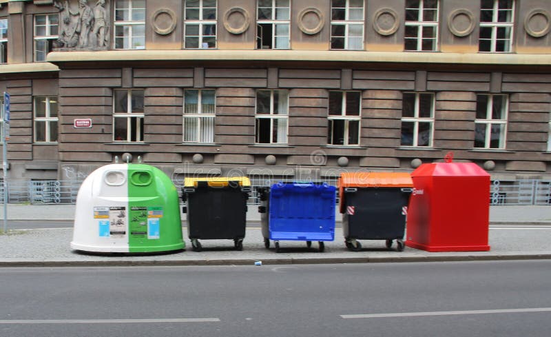 Street trash cans stock photo. Image of city, collection - 164330690