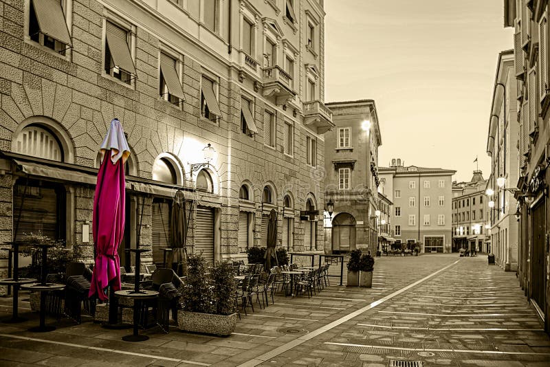 A Street in Trieste, Italy, in the Early Morning Stock Image - Image of ...