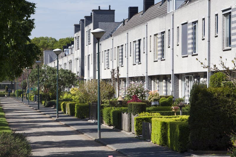 Street with Two-way Cycle Path Stock Image - Image of facade, pavement ...