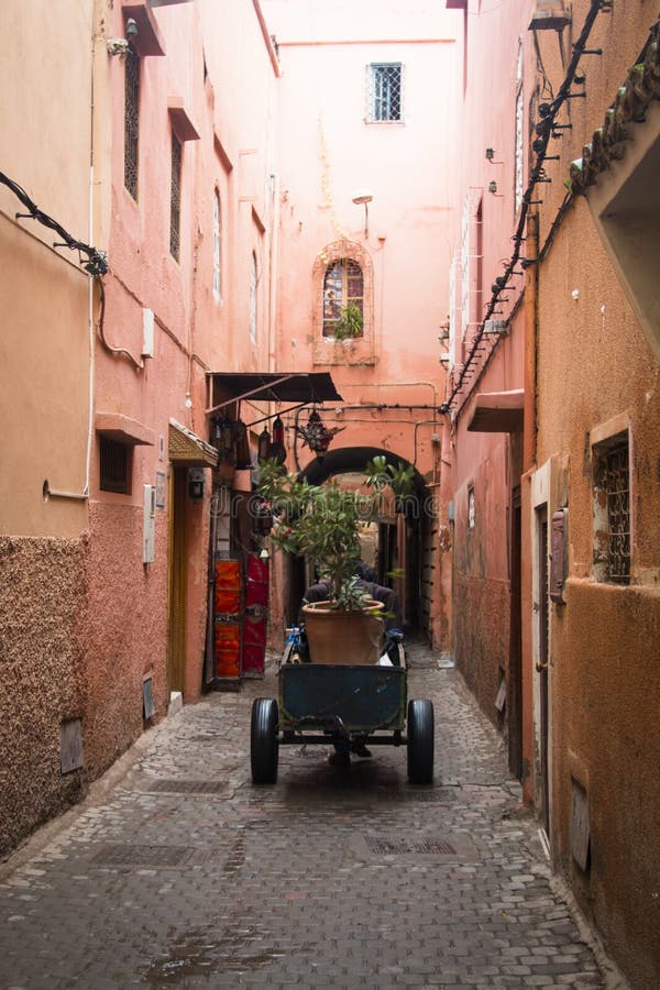 Street with Typical Buildings in Marrakesh, Morocco Stock Image - Image ...