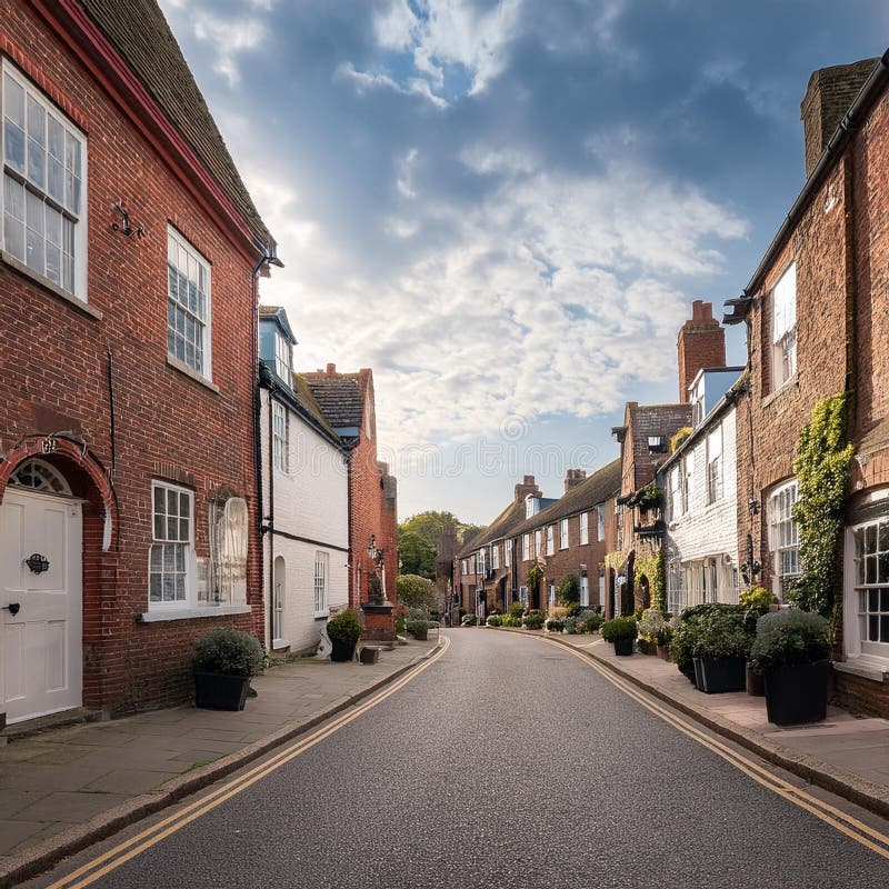 Street in UK Town, AI Generated Stock Illustration - Illustration of ...