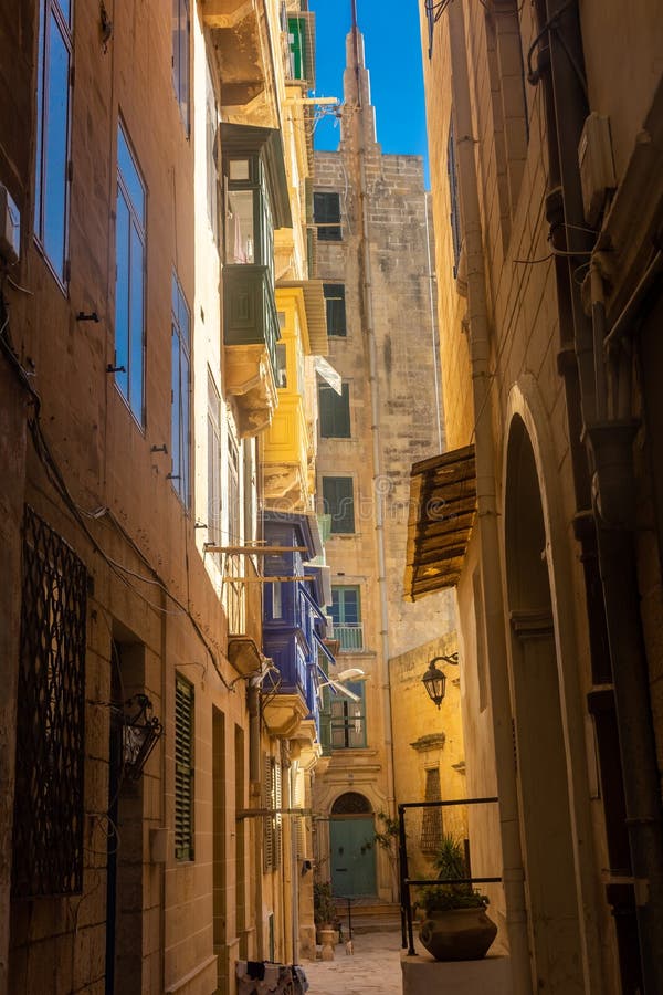 Street in Valletta Old Town, Malta Stock Photo - Image of editorial ...