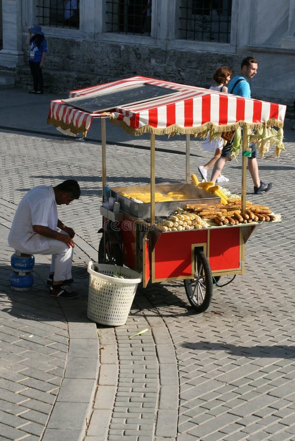 Street Vendor Selling Mais.Istanbul Editorial Photography - Image of ...
