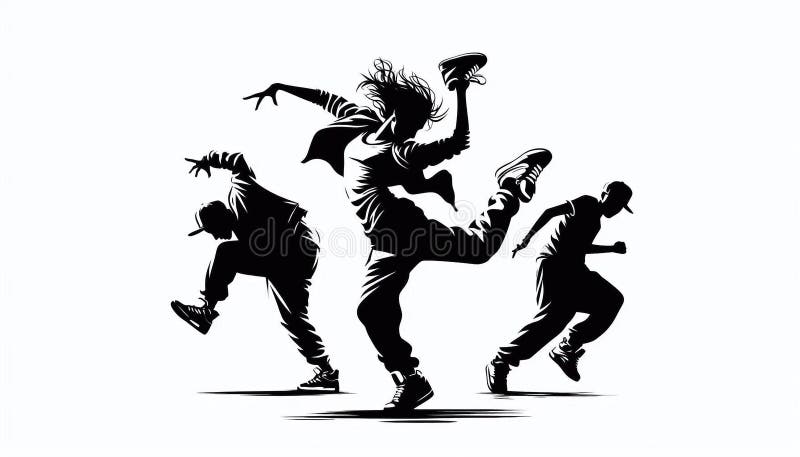 Street Vibes Silhouettes of Dance and Expression Stock Illustration ...