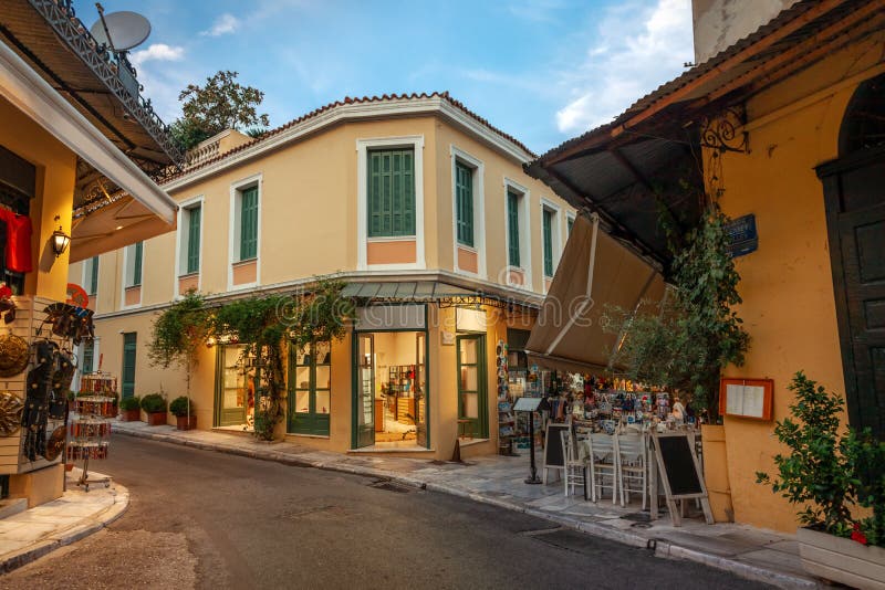 Street view of Athens editorial stock photo. Image of plaka - 232934863