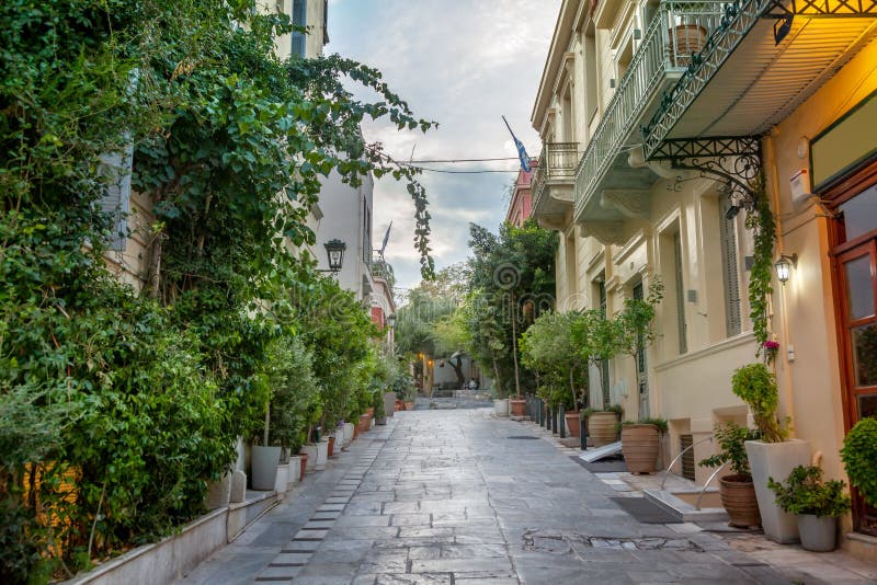 Street view of Athens stock photo. Image of romantic - 240630750