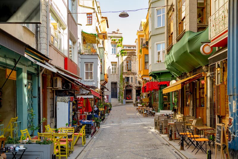 Street View in Balat District in Istanbul Stock Photo - Image of ...