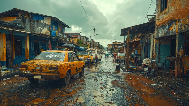Street View in Benin, Africa Stock Illustration - Illustration of ...