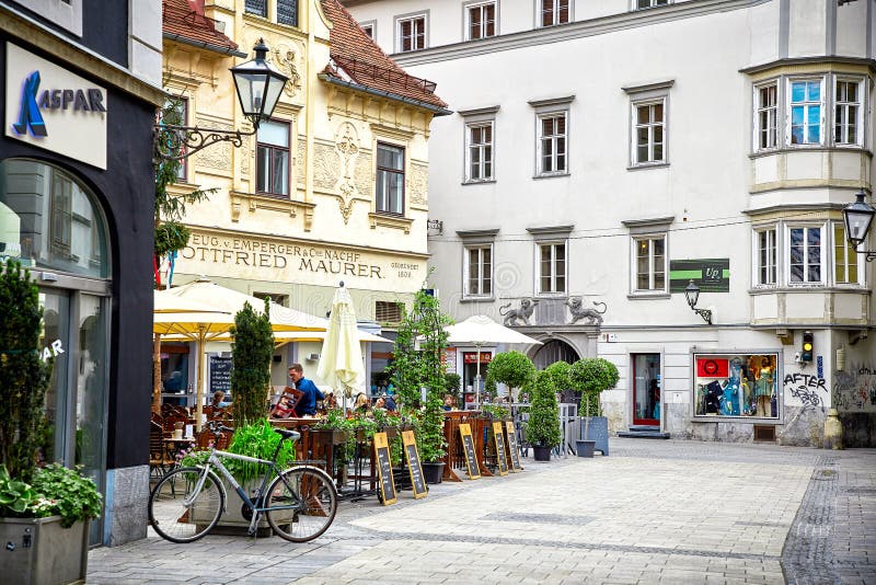 Street View of Graz, Austria Editorial Stock Image - Image of street ...
