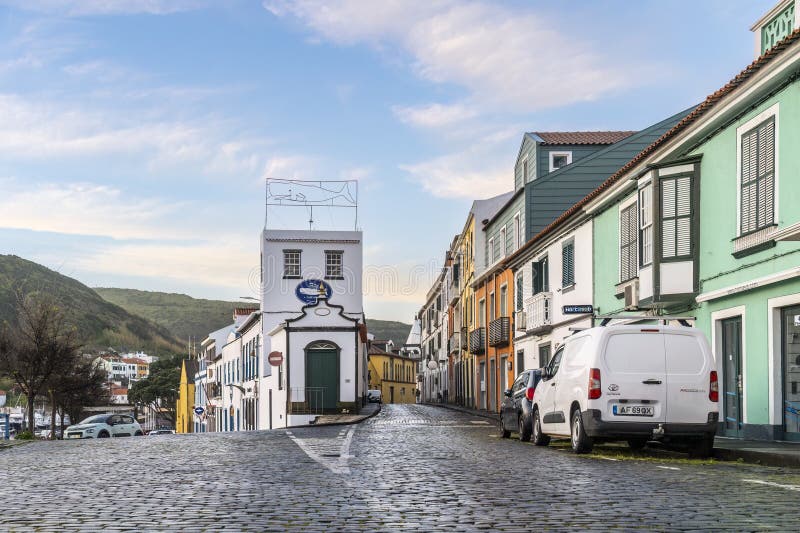 Street View of Horta, Azores in March Editorial Stock Photo - Image of ...