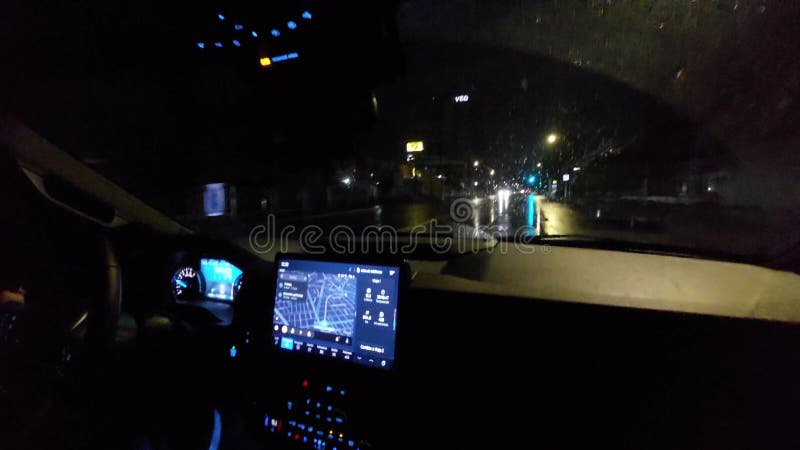 Street View from Inside Car Stock Video - Video of nightlife, city ...