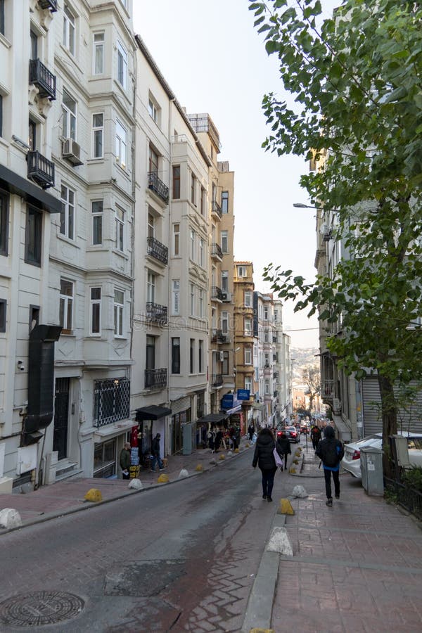 Downhill Street-view Decorated with Lanterns Stock Image - Image of ...