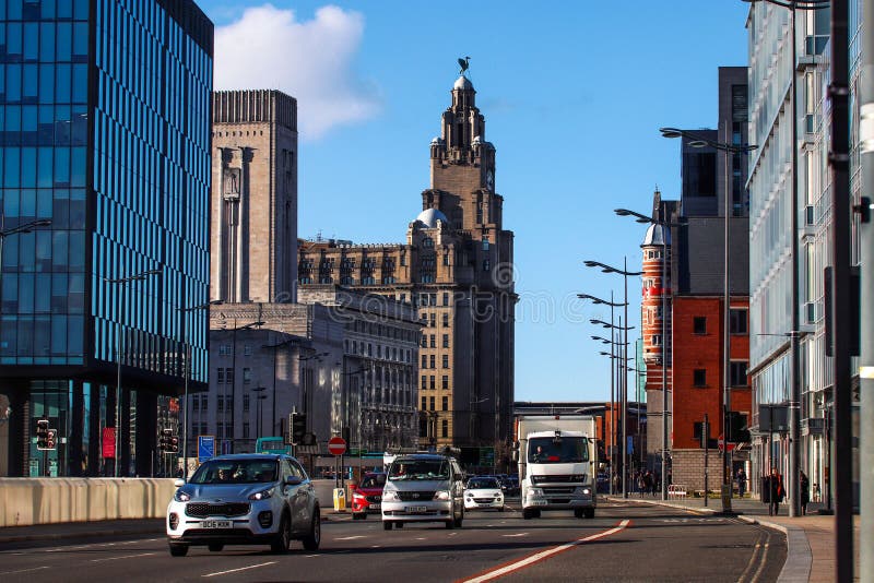 Street View of Liverpool, UK on a Sunny Day Editorial Stock Image ...