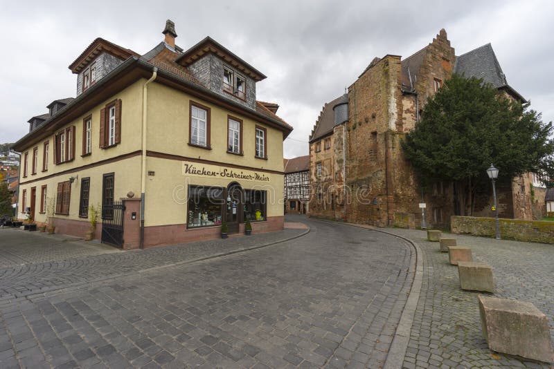 Street View of a Medieval Town Buedingen Editorial Photo - Image of ...