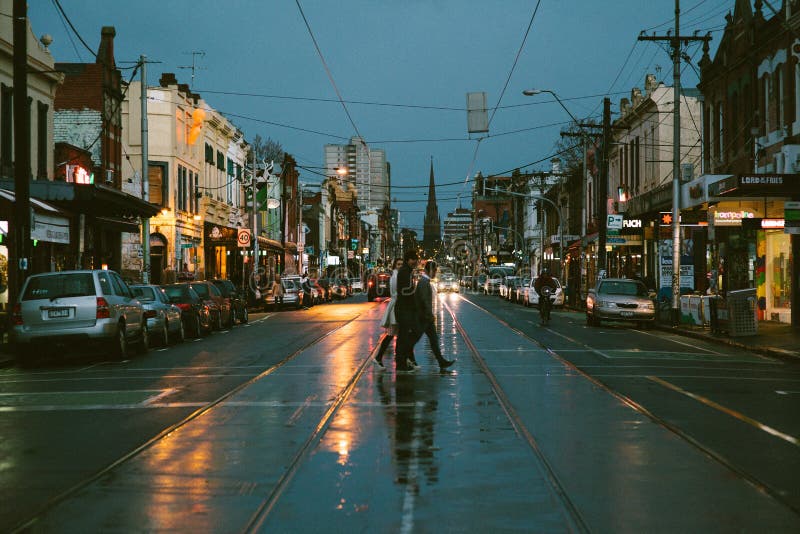 Street view of Melbourne editorial photography. Image of railway - 26523562