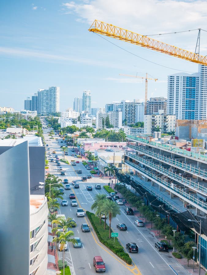 Street View on a Miami Street in Regular Weekday Stock Photo - Image of ...