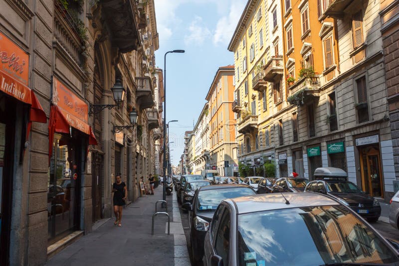 Street view, Milan editorial stock image. Image of italy - 77304574