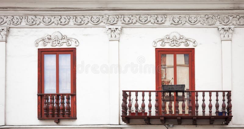 Street View of an Old Colonial Building Facade, Architecture Background ...