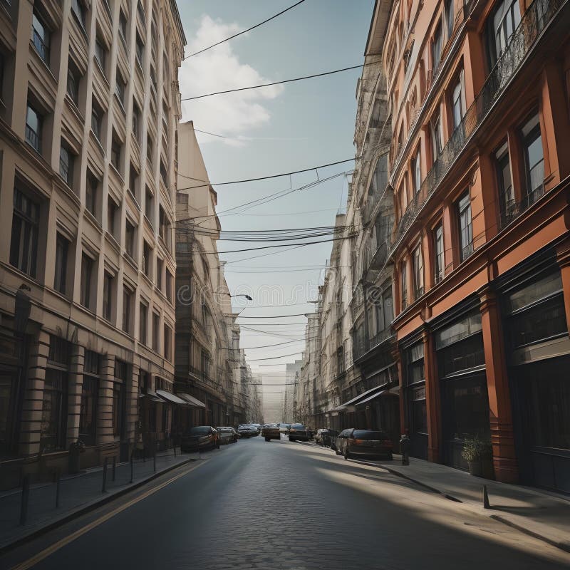 Street View of the Old Part of the City, Generative Ai Stock ...