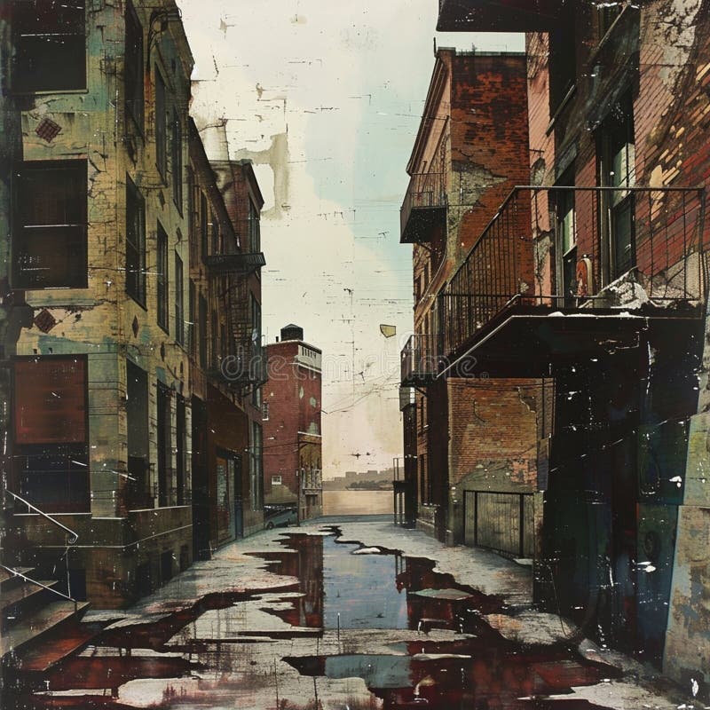 Street View with Two Parallel Paths Stock Illustration - Illustration ...