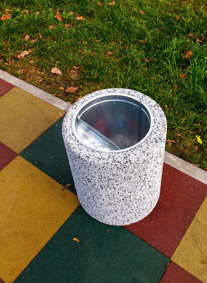 Street Waste Bin Made of Pressed Stones Stock Image - Image of empty ...