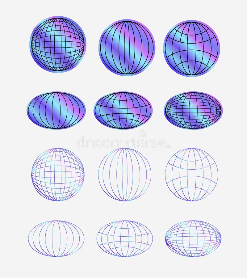 Earth Globe Set, Street Wear and Y2K Globe Element Stock Vector ...