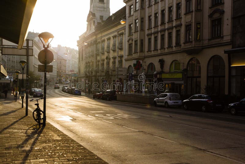 Street Wien Mitte in Vienna, Austria. Sunrise Editorial Photography ...