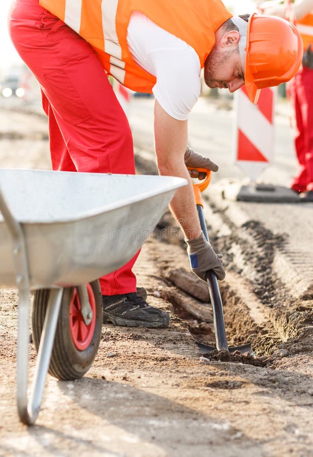 Street Workers Repairing Sidewalk Stock Image - Image of safety, city ...