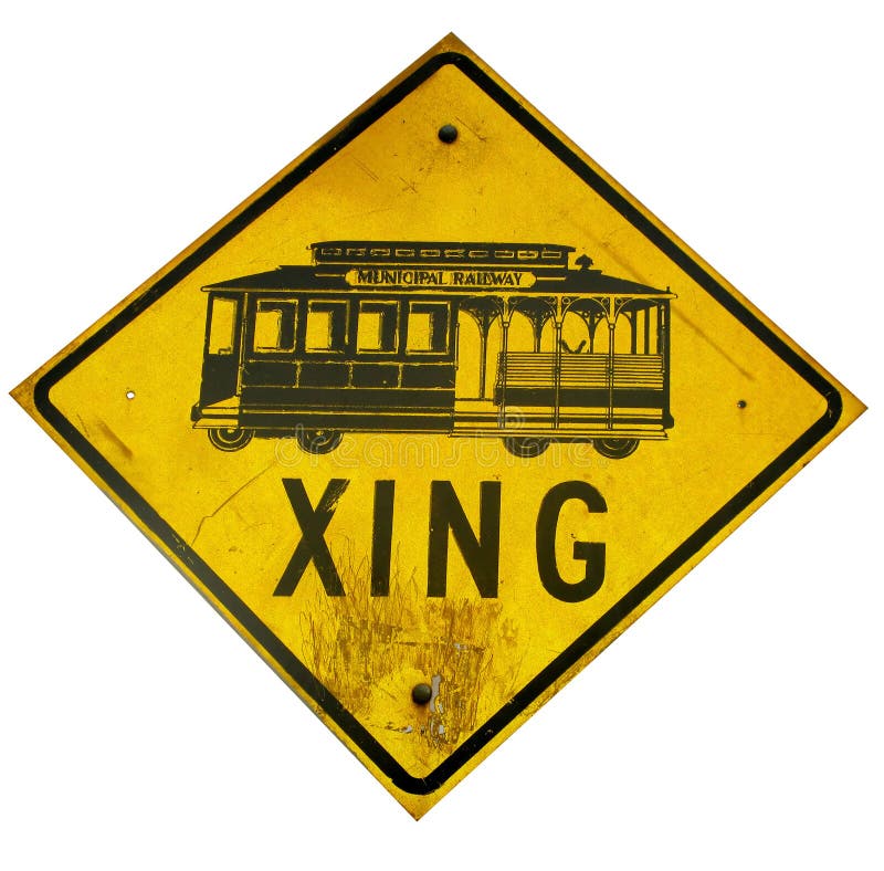 Streetcar crossing sign stock photo. Image of railway - 17004682