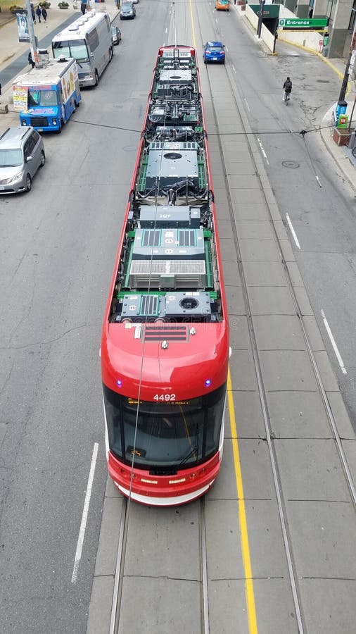 Streetcar top view editorial photography. Image of toronto - 163832302