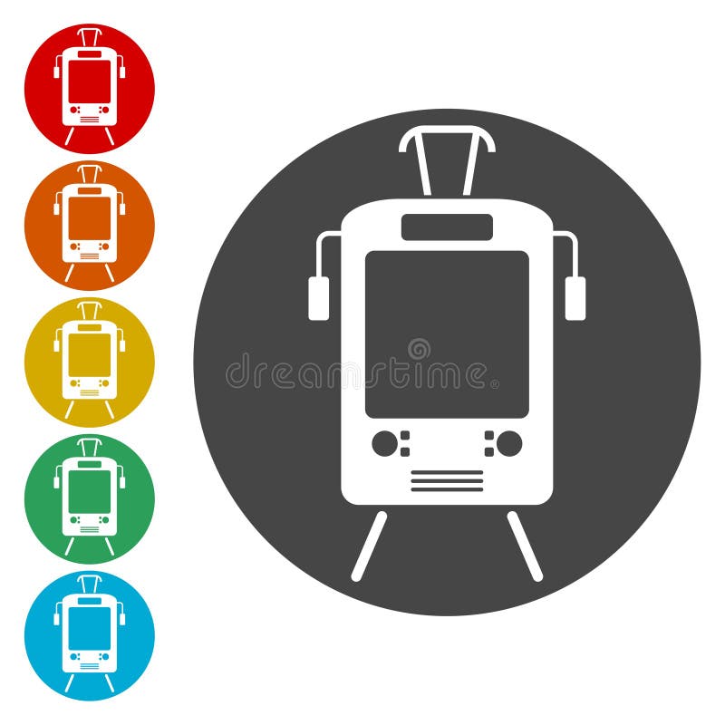Streetcar, Train icons set stock vector. Illustration of logo - 165643831