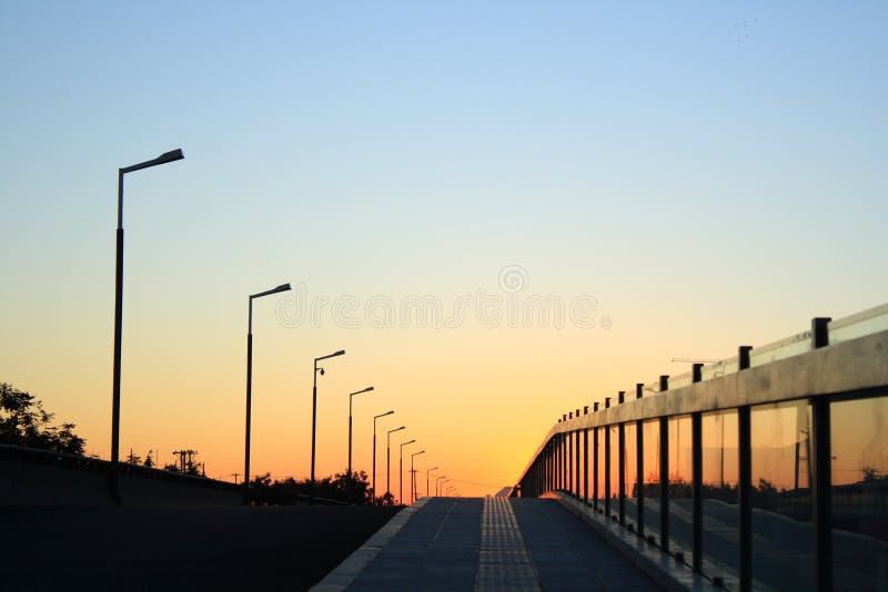 Streetlights Silhouette stock image. Image of sunrise - 46193461