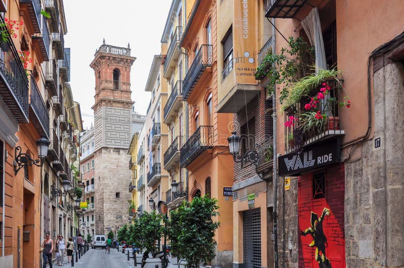 Streets and Architecture of Valencia Old Town, Spain Stock Image ...