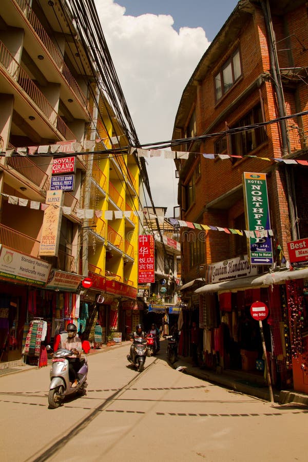The Streets of the Backpacking Area of Thamel, Kathmandu, Nepal ...