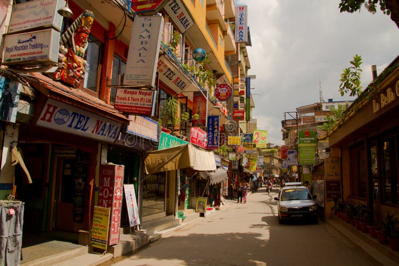 The Streets of the Backpacking Area of Thamel, Kathmandu, Nepal ...