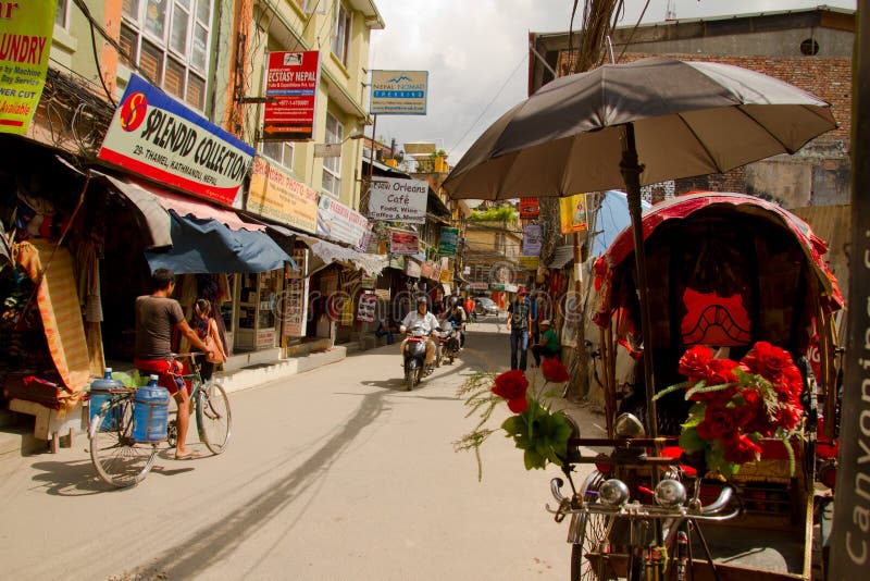 The Streets of the Backpacking Area of Thamel, Kathmandu, Nepal ...