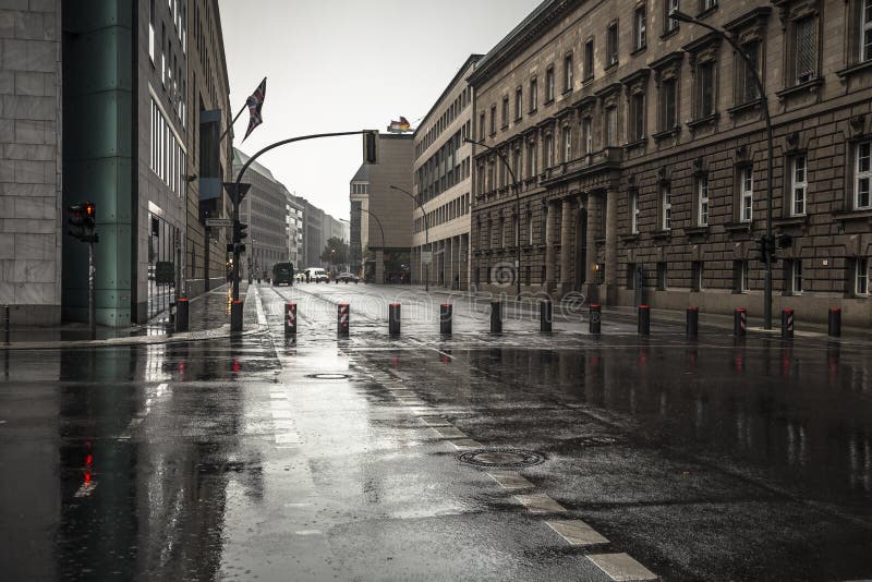 Streets of Berlin in a Rainy Day Stock Photo - Image of rain, germany ...