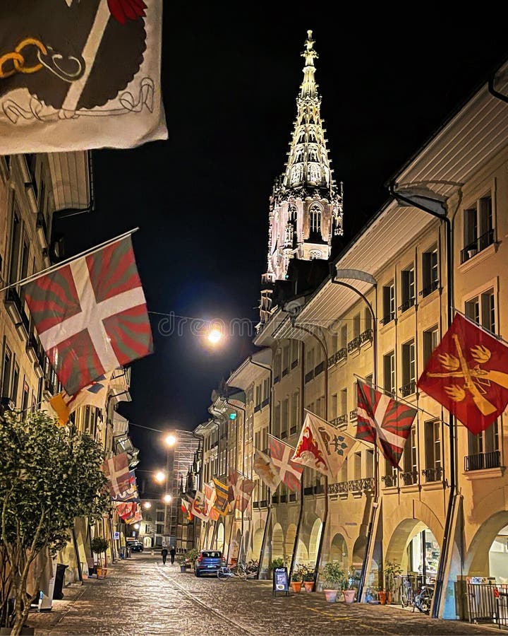 Streets of Bern in Switzerland by Night Editorial Image - Image of ...