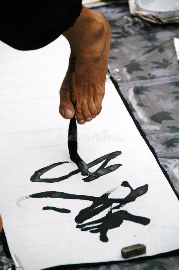 Man Writing Chinese Calligraphy Stock Photo - Image of paintbrush ...