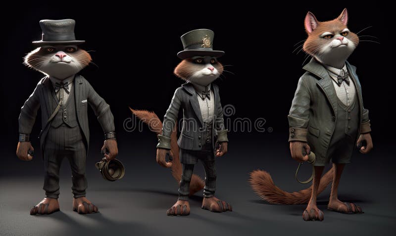 The Streets Come Alive with Gang of Cartoon Cat Gangsters. Creating ...