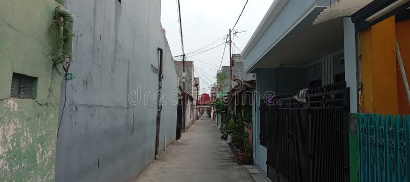 Streets in crowded housing stock image. Image of alley - 231775673