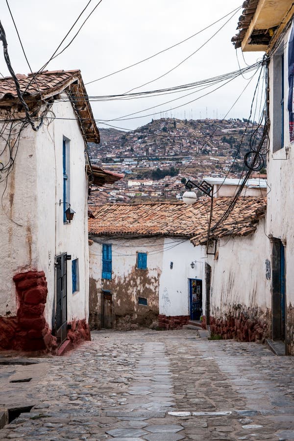 Streets of Cusco in Peru stock image. Image of stone - 185943023