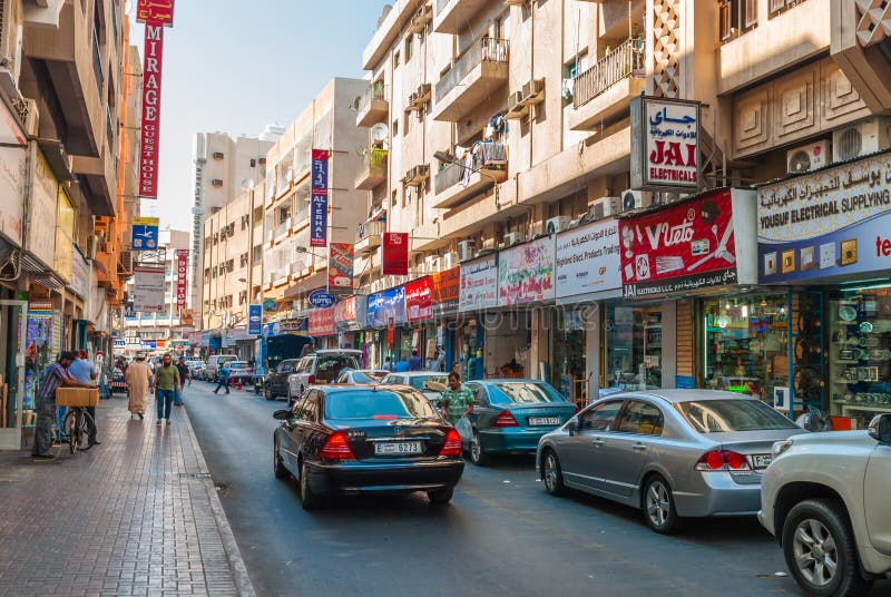 Streets of Dubai editorial stock photo. Image of busy - 72933698