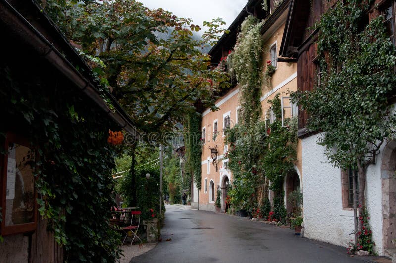 Streets of Hallstatt with Reflection Stock Photo - Image of beautiful ...