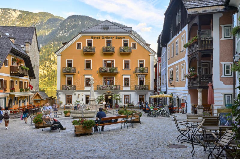 At the Streets of Hallstatt Editorial Stock Image - Image of landscape ...
