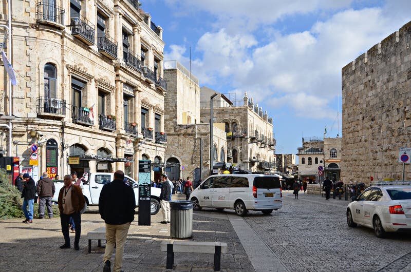 Streets of Jerusalem editorial photo. Image of cars, historic - 83845026