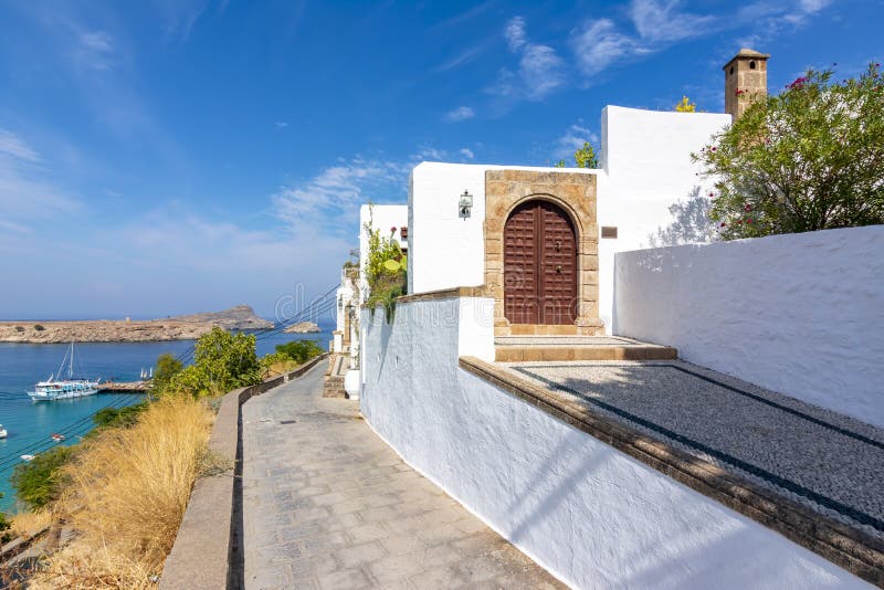 Streets of Lindos, Rhodes Island, Greece Stock Image - Image of house ...