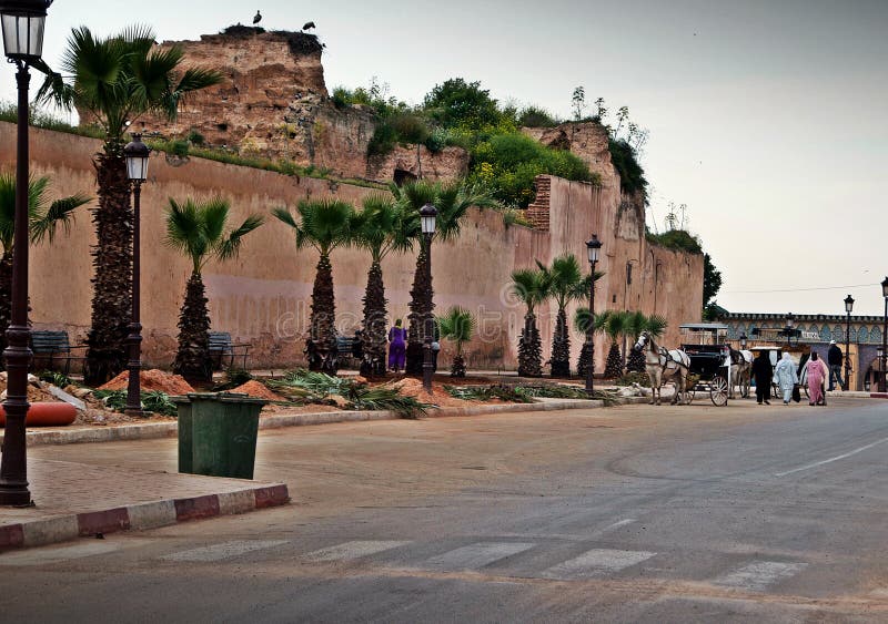 Streets of Meknes stock photo. Image of adornment, building - 116666424