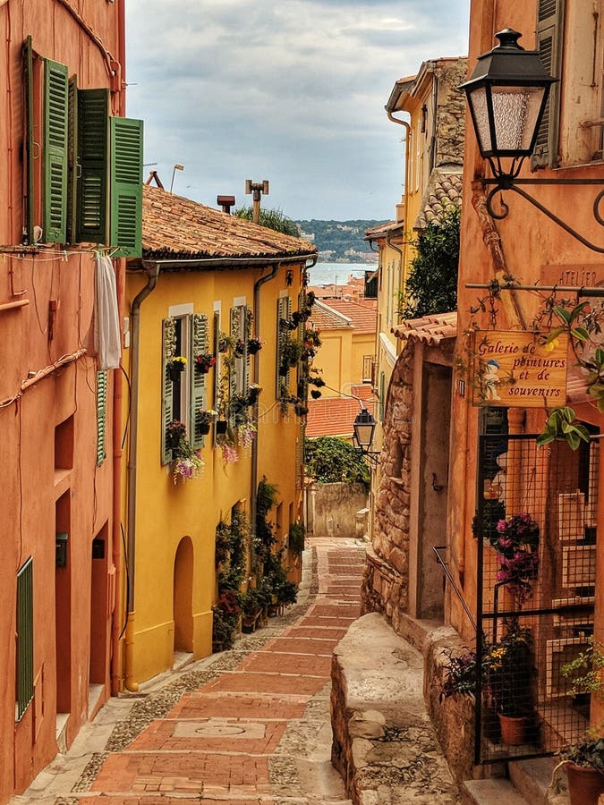 Streets of Menton editorial photography. Image of windy - 130811412